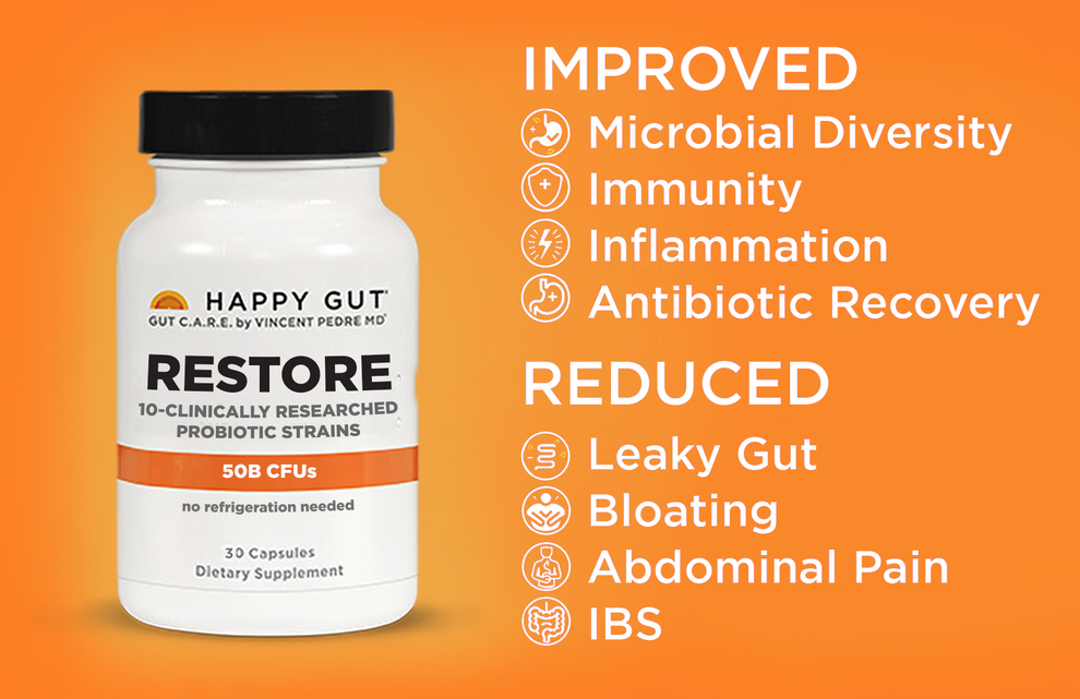 HAPPY GUT® RESTORE 50B CFU Boutique Probiotic Blend – Happy Gut Life